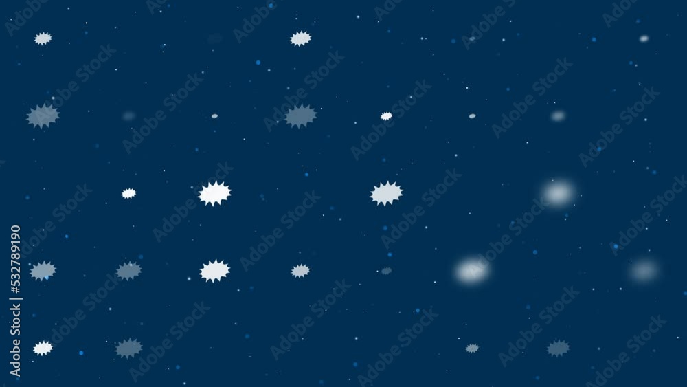 Template animation of evenly spaced explosion symbols of different ...