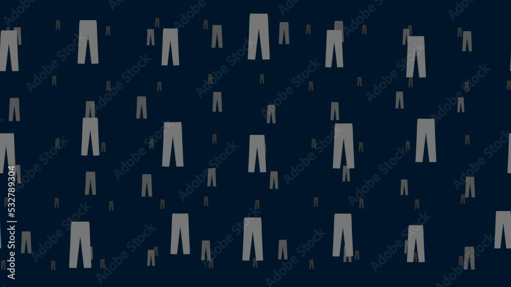 Pants symbols float horizontally from left to right. Parallax fly ...