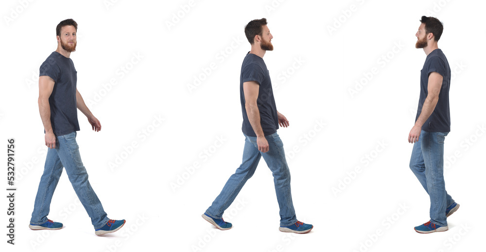 Group Of People Walking Side View