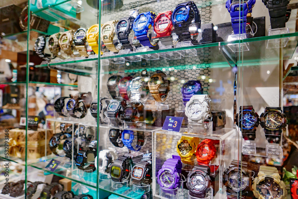 OSAKA, JAPAN-CIRCA 2018 : Assortment of G-Shock wrist watch sold at ...