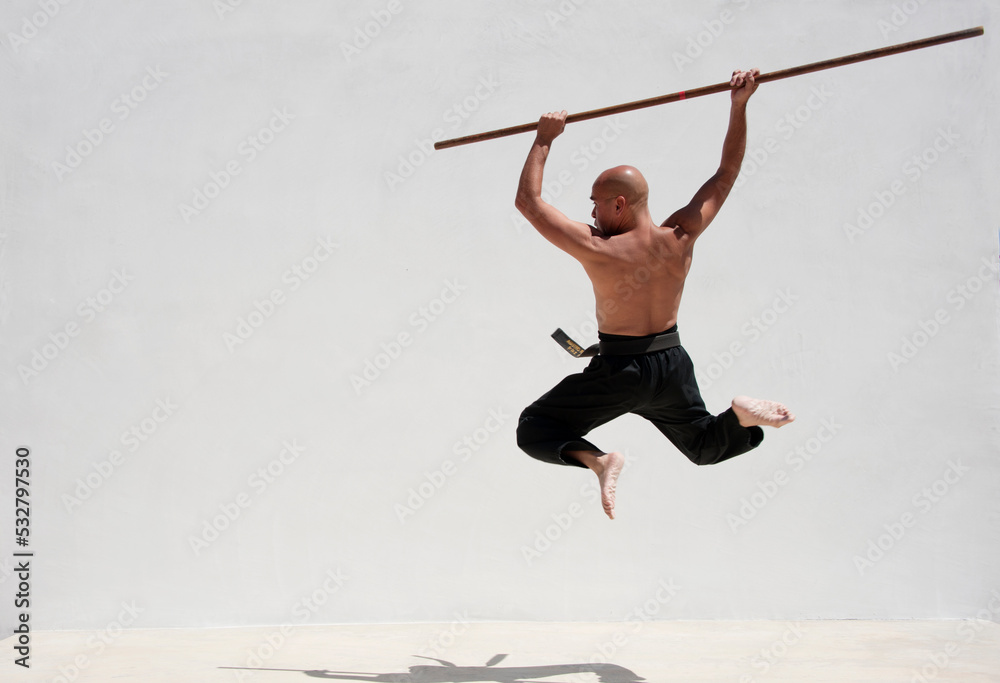 Bo Staff Martial Arts Man Stock Photo | Adobe Stock