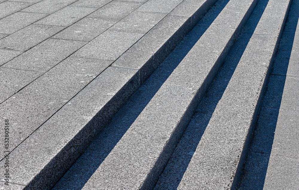 Gray steps of gray paving slabs. Gray concrete or stone stairs steps ...