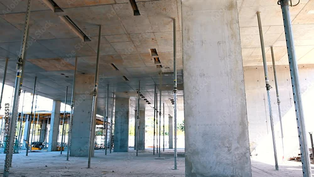 The process of creating a floor. Formwork flooring. Interior of a ...