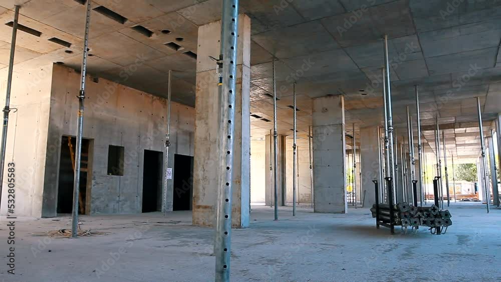 The process of creating a floor. Formwork flooring. Interior of a ...