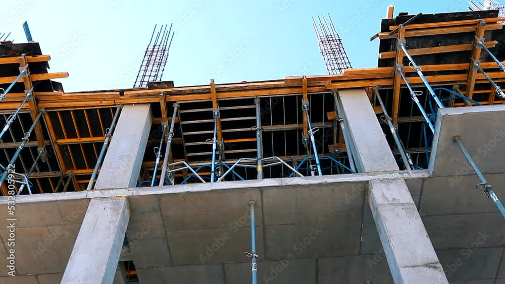 The process of creating a floor. Formwork flooring. Interior of a ...