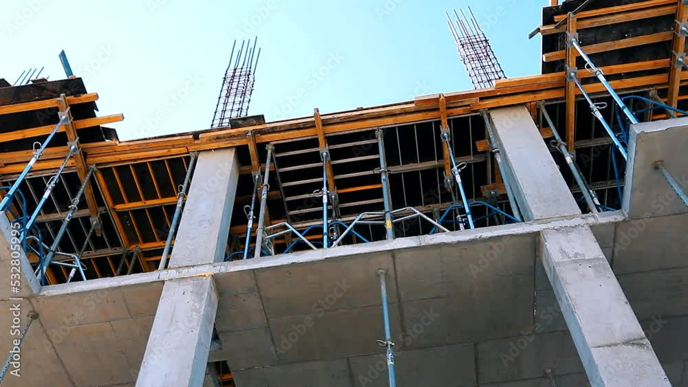 The process of creating a floor. Formwork flooring. Interior of a ...