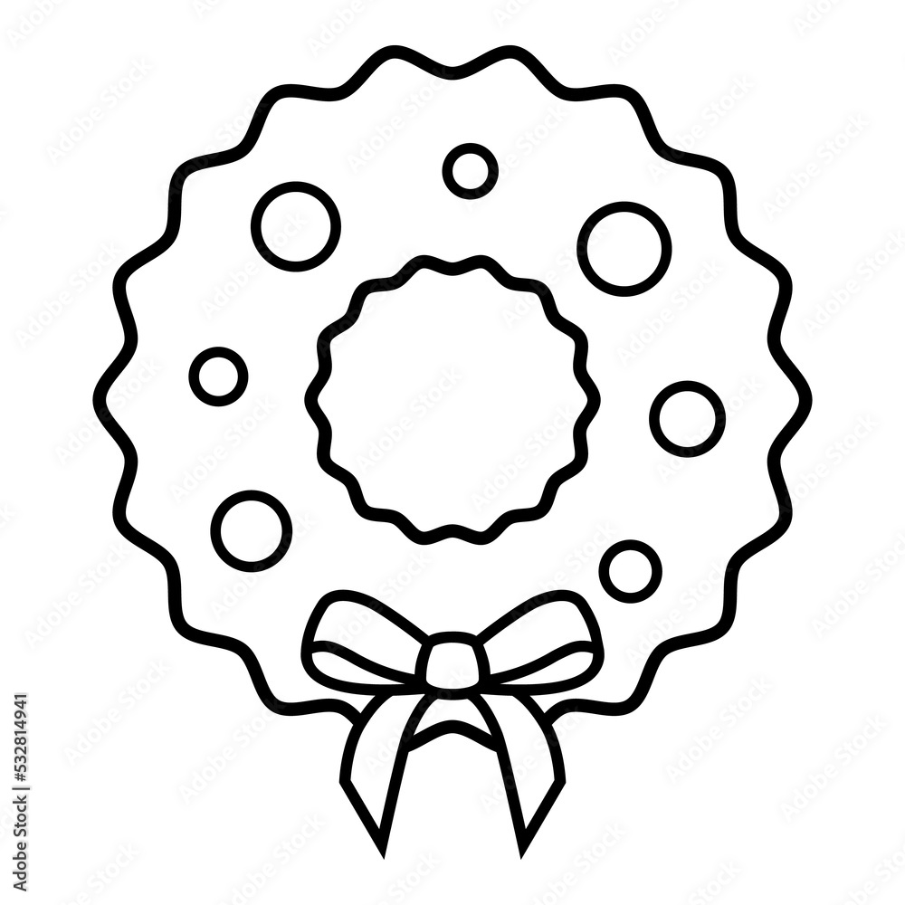 Decoración navideña. Contorno de corona de navidad con lazo de cinta ...