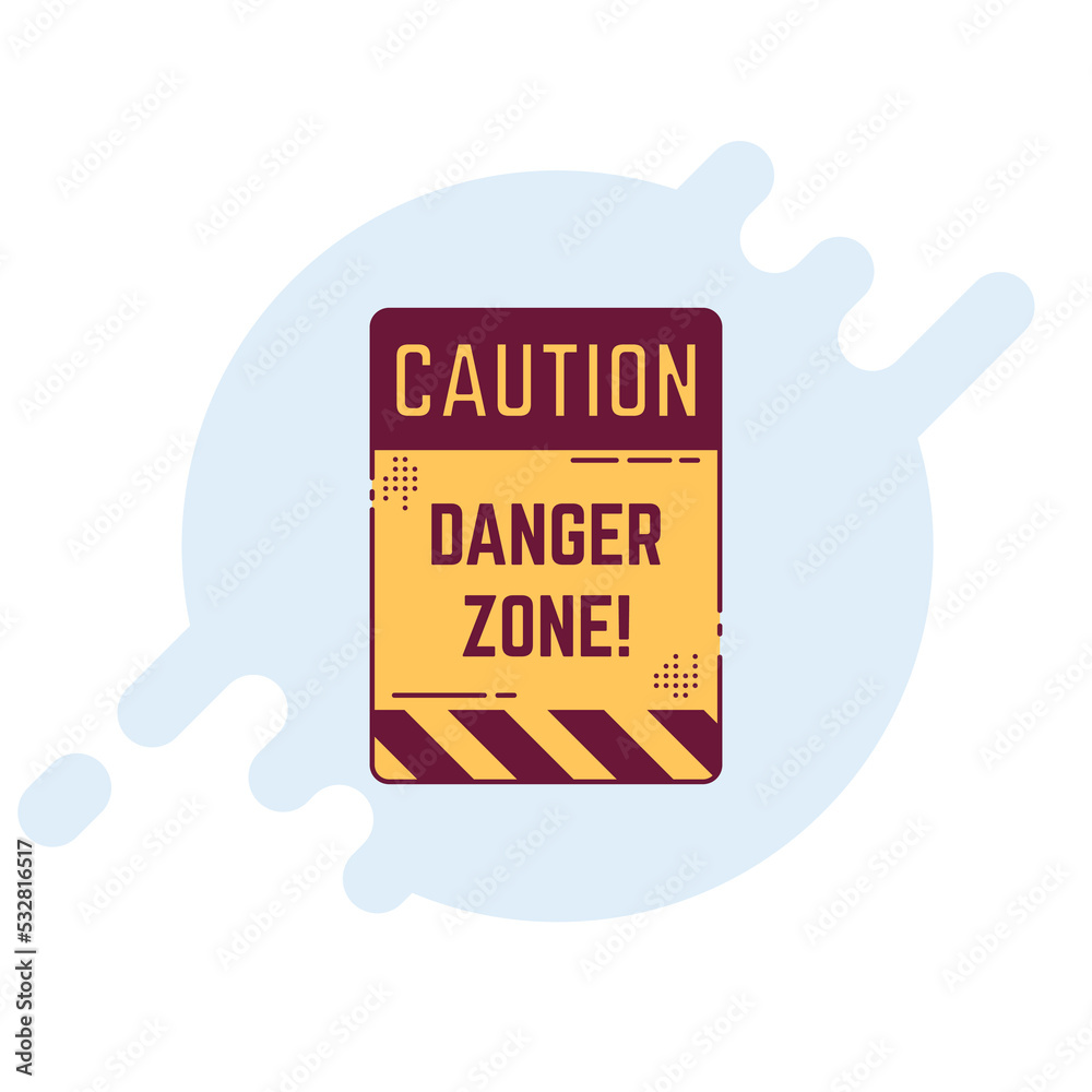 Stylish linear vertical danger zone sign. Caution text and danger zone ...