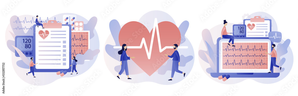 Cardiology treatment and checkup. Heart health and disease. Blood ...
