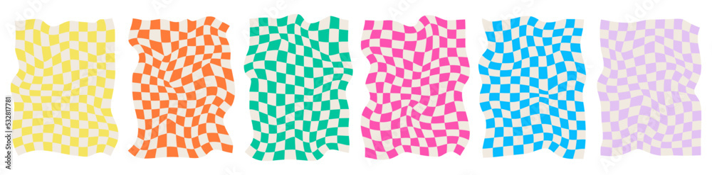 Vector illustration. Set of six Y2k backgrounds. Cool simple geometric ...