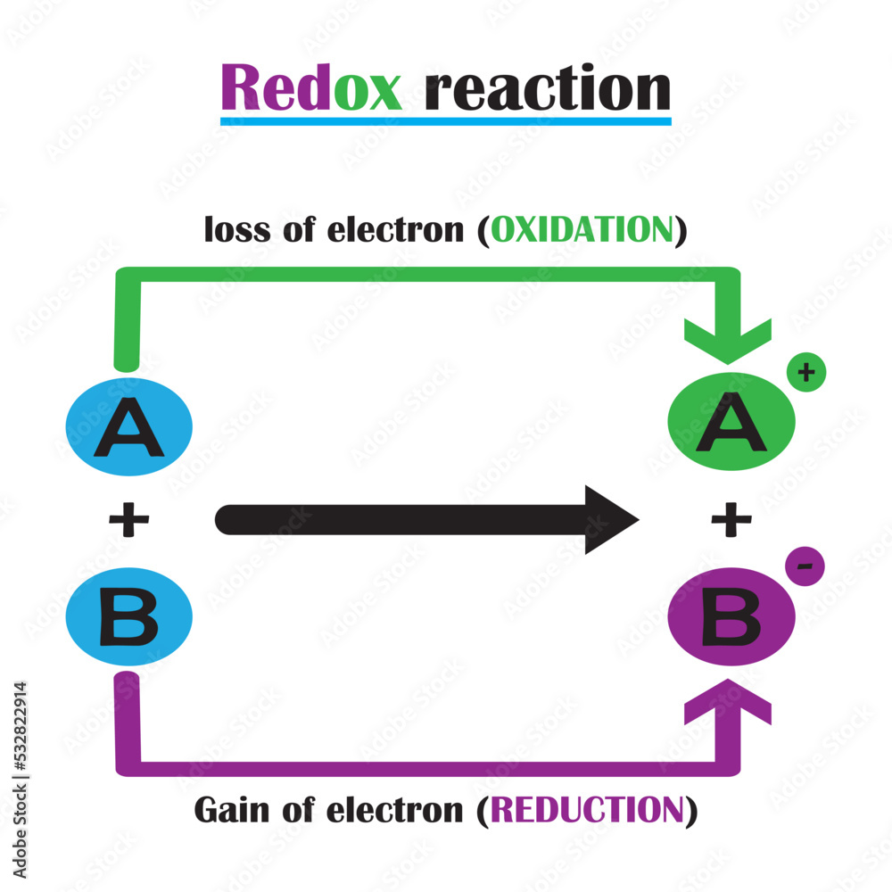 Vetor De Color Illustration Of The Oxidation Reduction Reaction Of