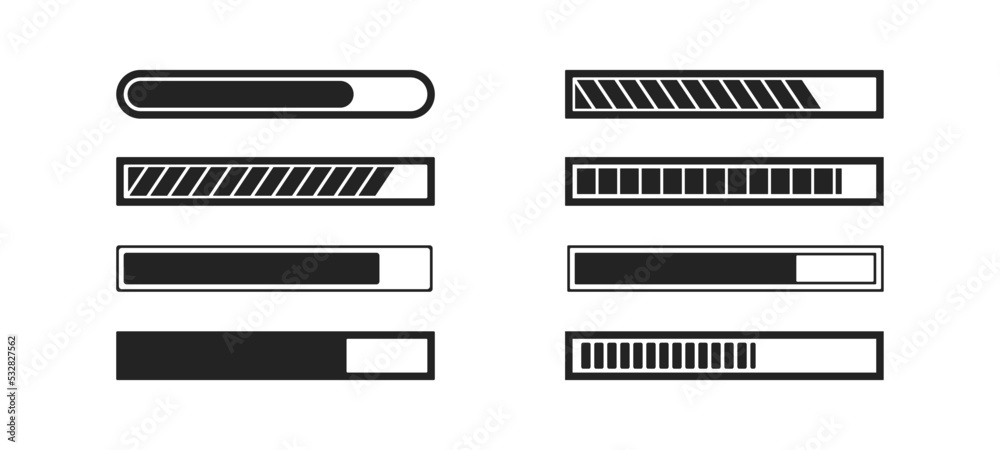 loading bar icon set for web design on white background, template ...