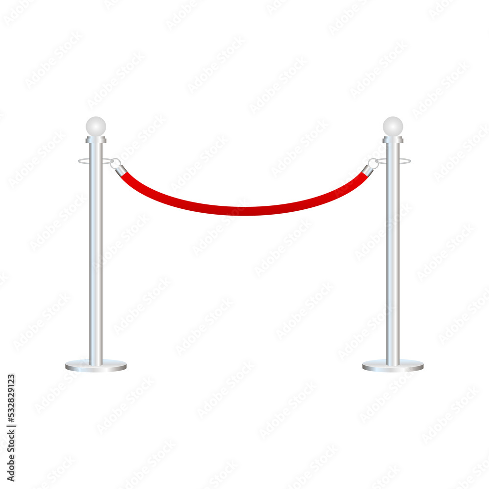 Red carpet with red ropes on golden stanchions. Exclusive event, movie ...