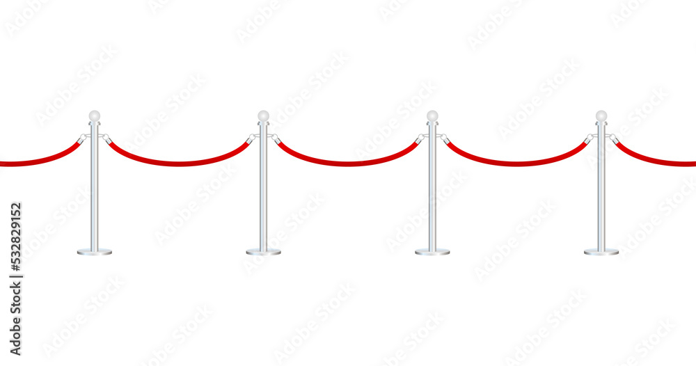 Red carpet with red ropes on golden stanchions. Exclusive event, movie ...