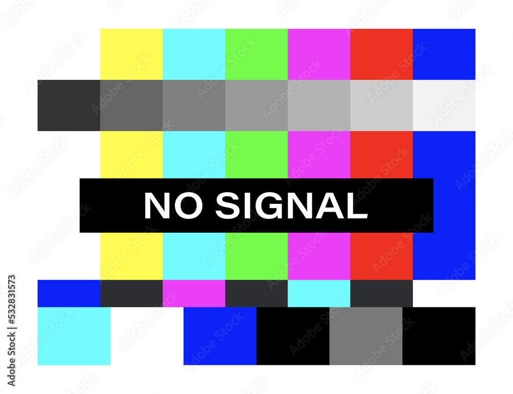 No signal. Distorted glitch tv. Descendant network. stock illustration ...