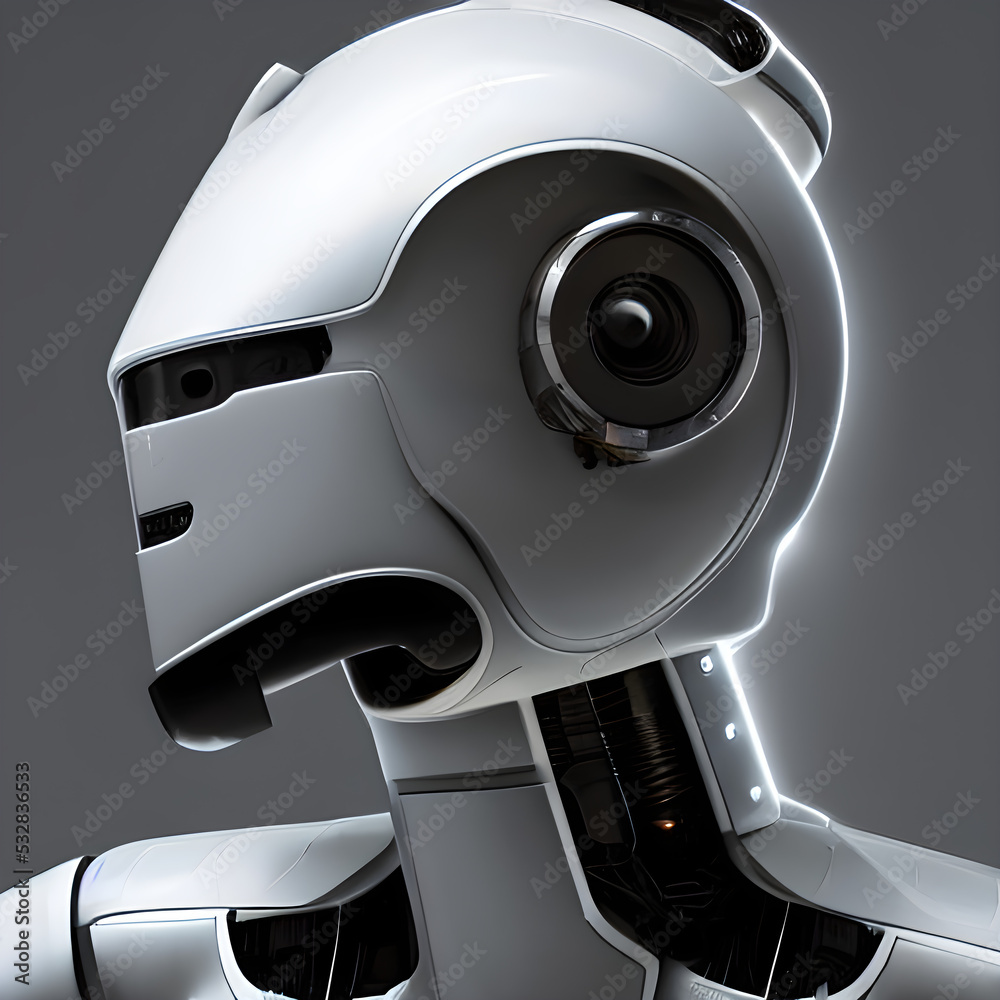 In the picture, there is a high-tech android that looks like it is from ...