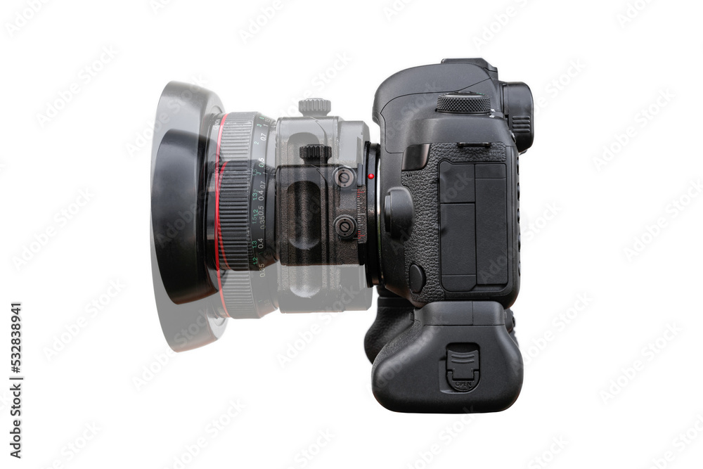 Photography lens with shifting capacity, illustration of shift ...