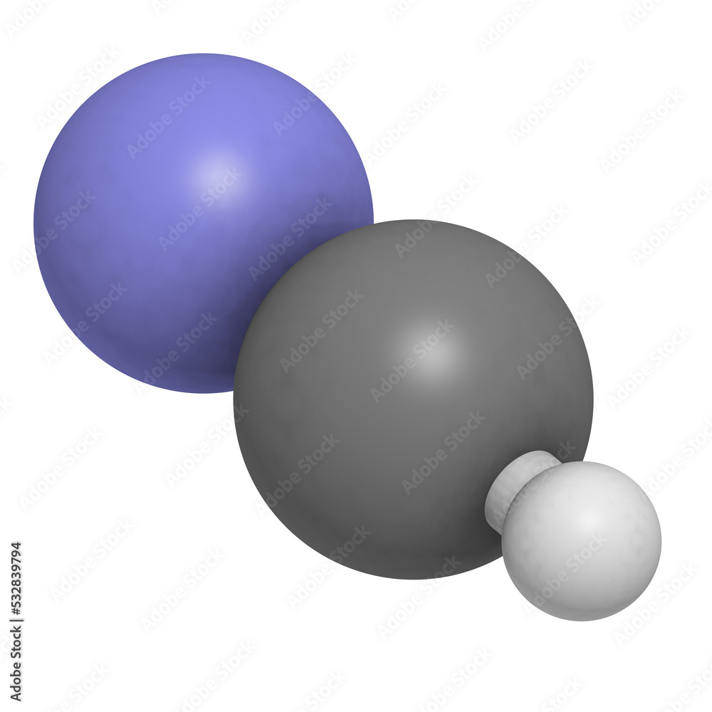 Hydrogen cyanide (HCN) poison molecule. Has typical almond-like odor ...