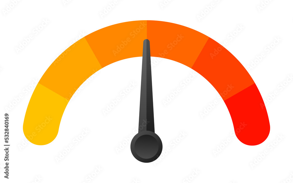 Round temperature gauge, isolated on white background. Colored ...