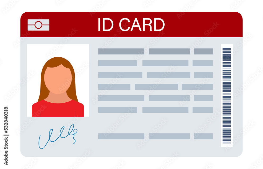 ID Card on white background. Flat design style. illustration. Stock ...