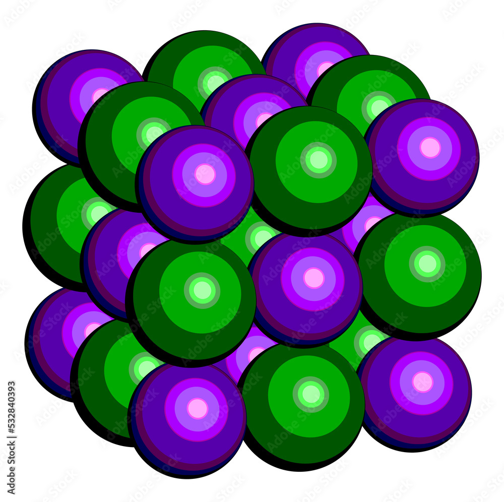 Potassium chloride (sylvite) mineral, crystal structure. Used in ...