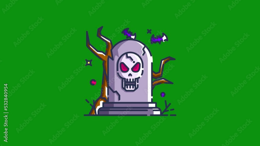 Tombstone animation on a green screen. Cartoon Tombstone animation with ...