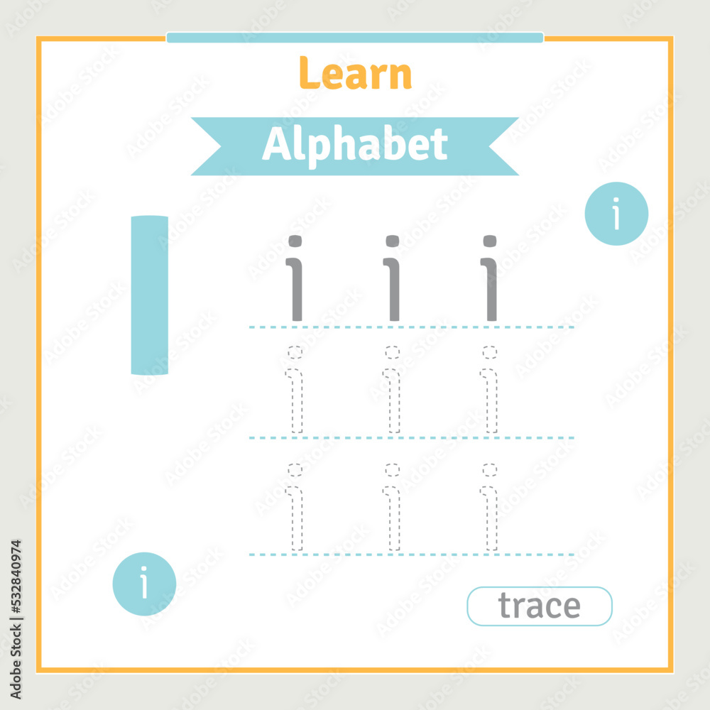 Alphabet letter tracing worksheet for kids preschool illustration ...