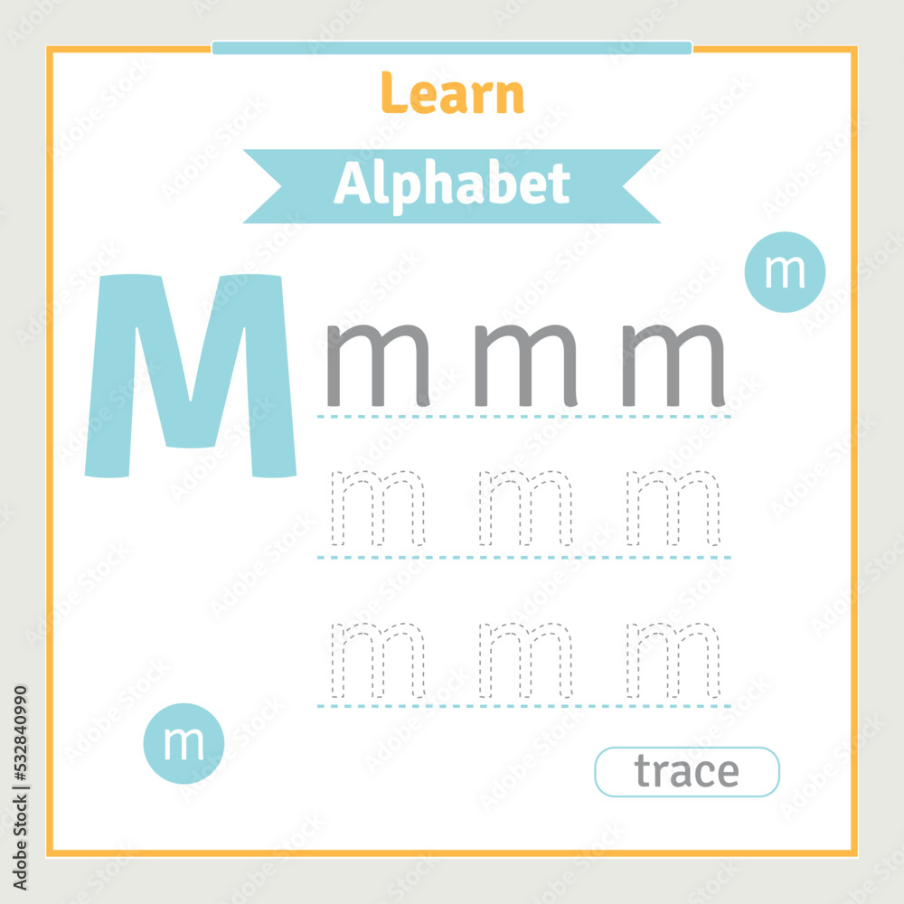 Alphabet letter tracing worksheet for kids preschool illustration ...