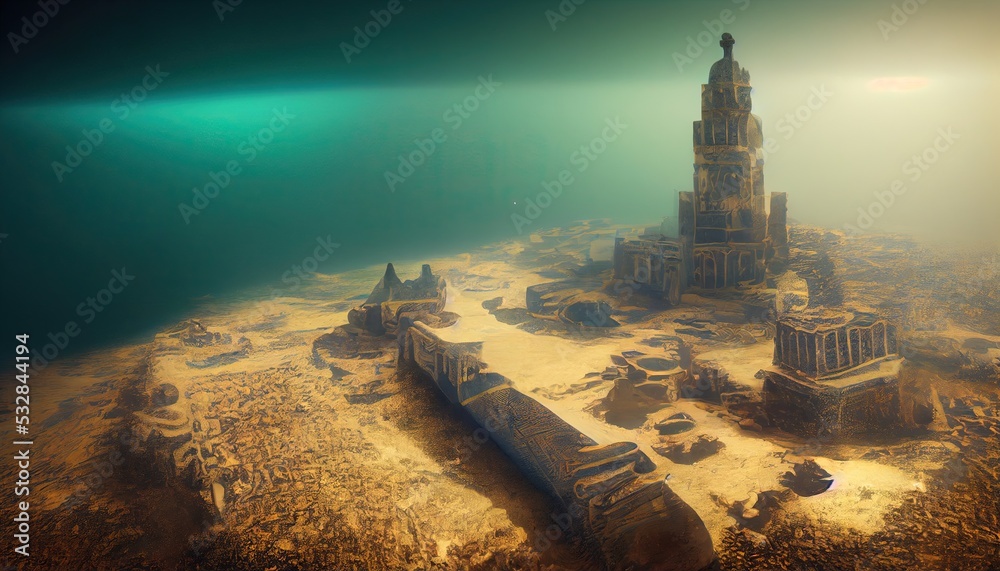 This is a 3D illustration of an ancient city ruins based on the Kingdom ...
