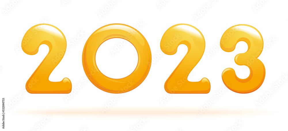 2023 - number written in yellow funny cartoon letters for decorating ...