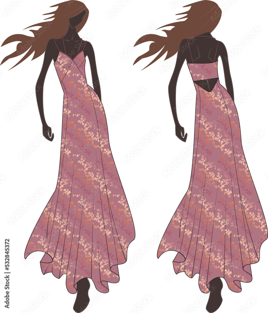 Fashion Croquis with Dress Stock Vector | Adobe Stock
