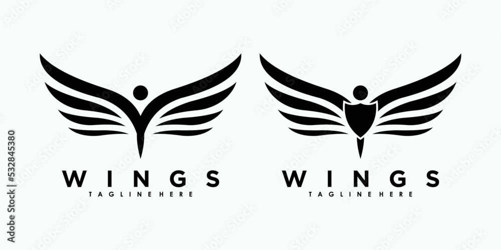 wings logo design with illustration premium vector Stock Vector | Adobe ...