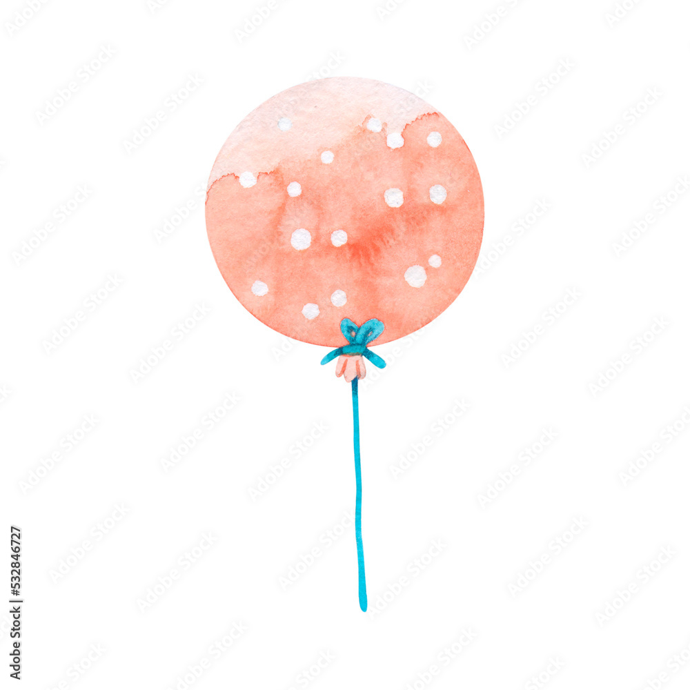Watercolor Round Pink Balloon. Isolated hand-drawing illustration ...