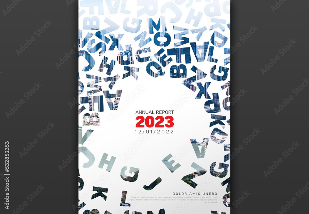 Light Annual Report Front Cover Page Template with Photo and Letters ...