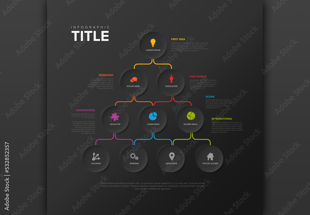 Vector Dark Minimalist Pyramid Hierarchy Infographic Template Stock ...