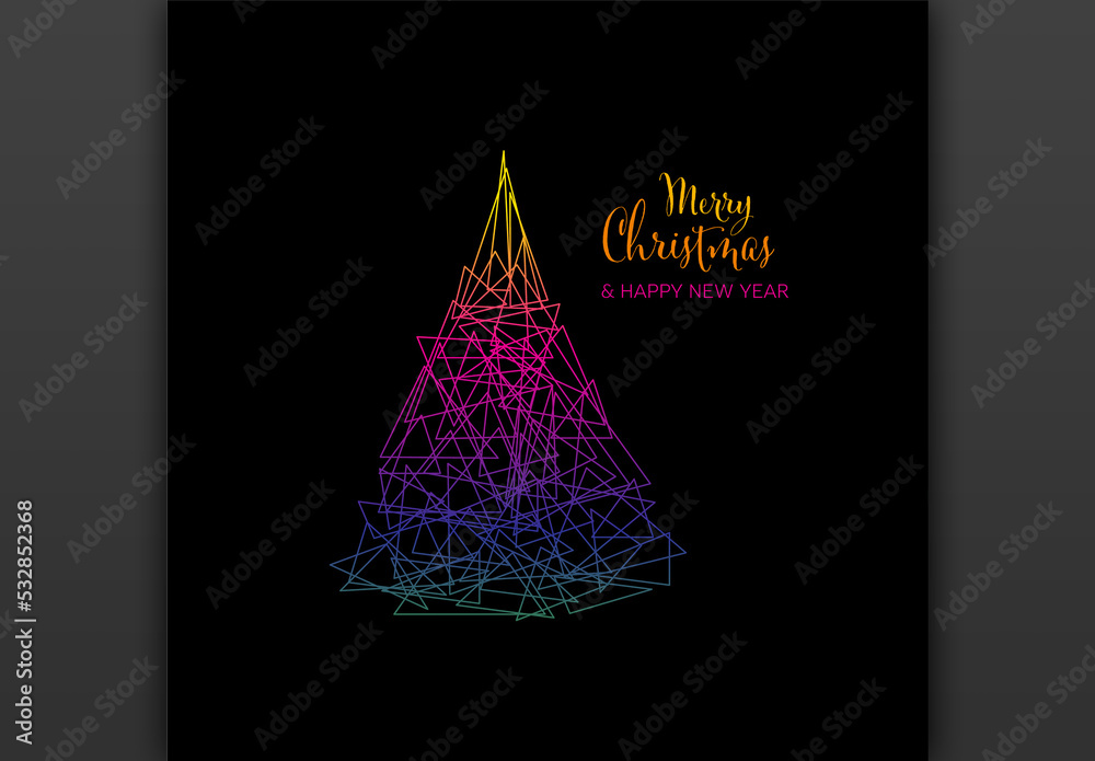 Modern Trendy Christmas Card with Triangle Christmas Tree Stock ...
