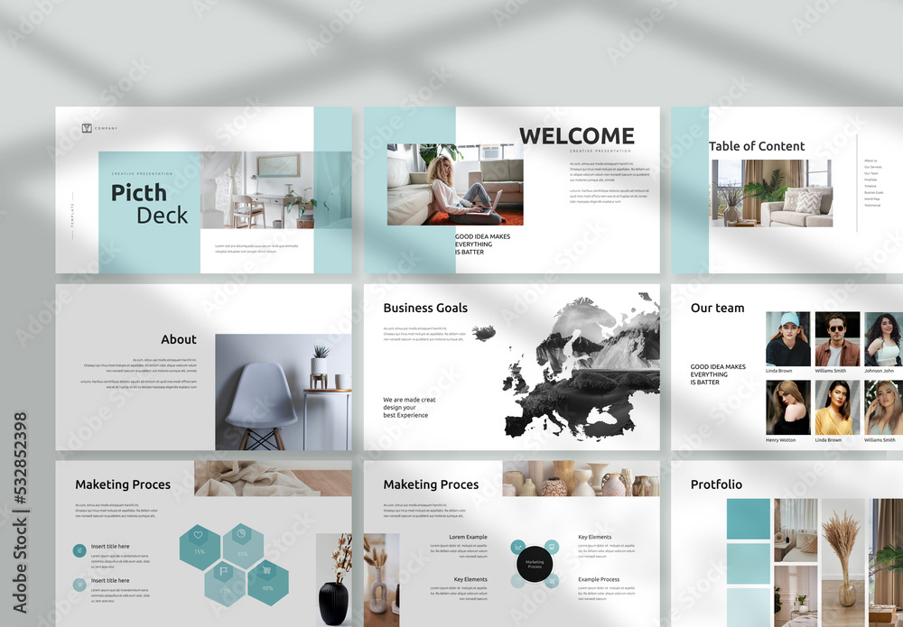 Pitch Deck Presentation Layout Stock Template | Adobe Stock