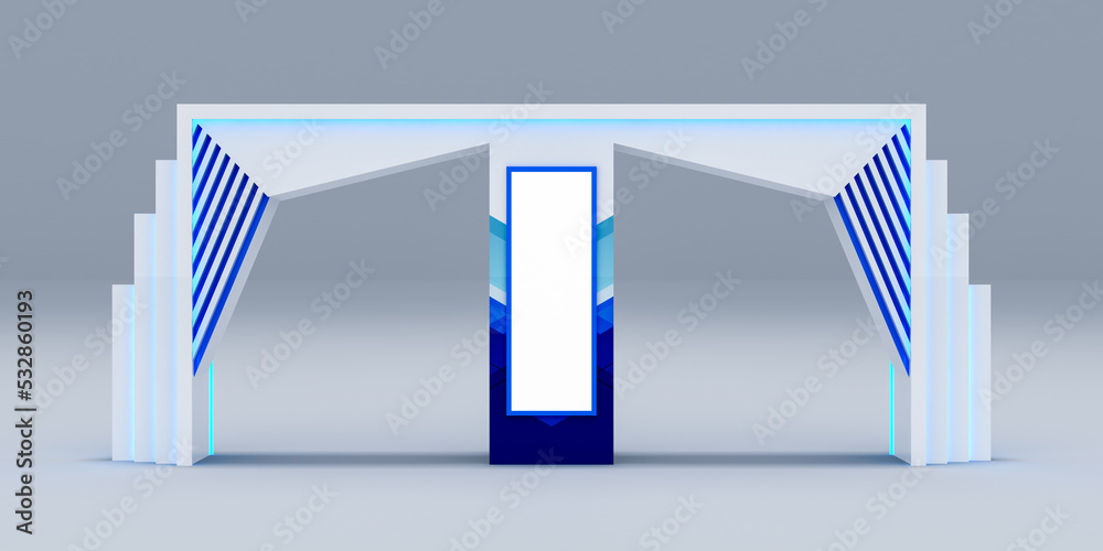 3d illustration gate entrance digital modern technology style ...