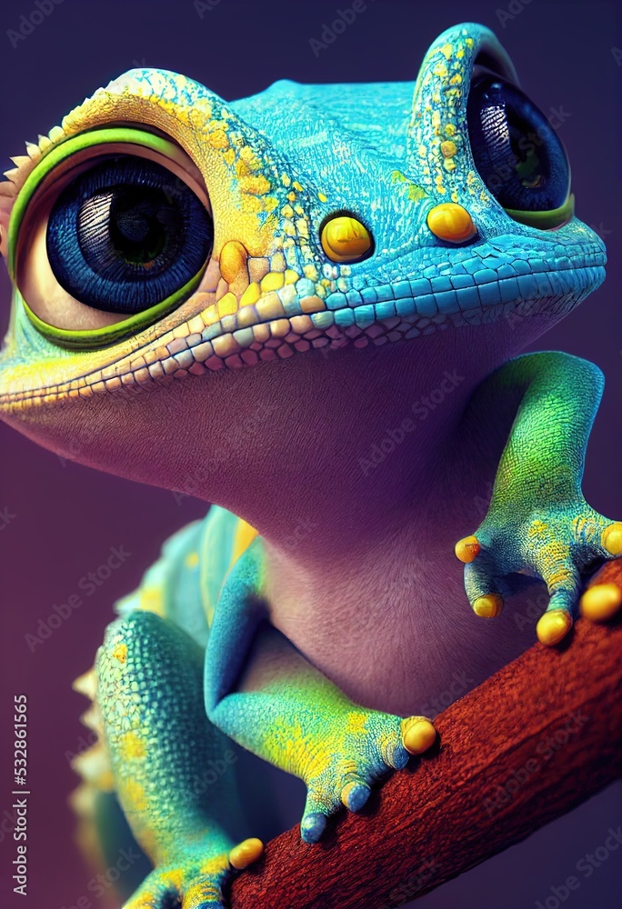 An adorable lizard created by artificial intelligence using a 3D CGI ...