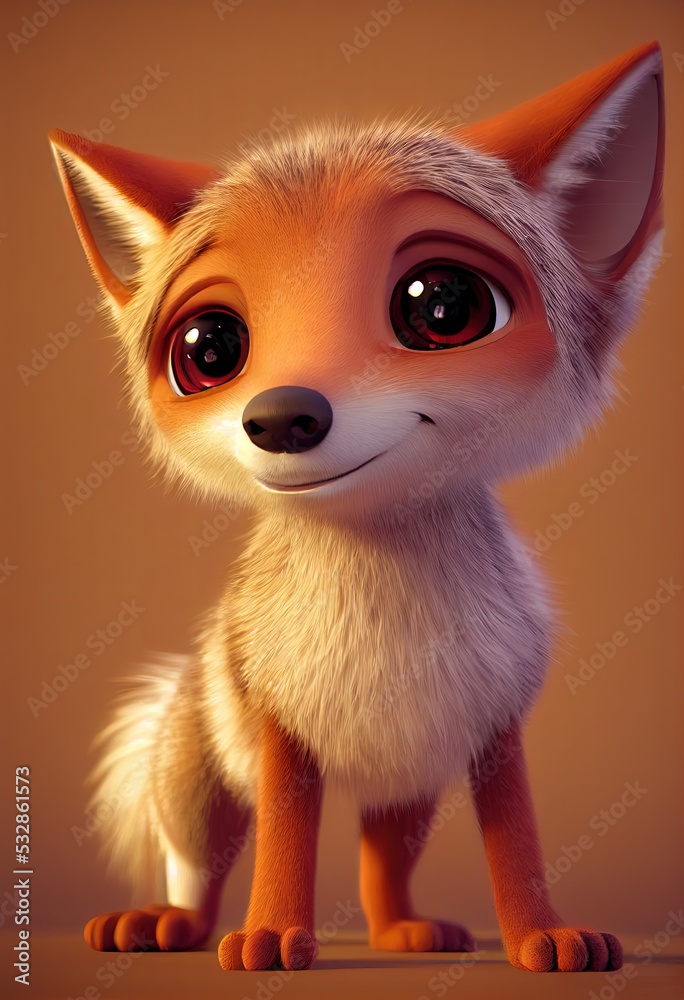 An adorable coyote created by artificial intelligence using a 3D CGI ...