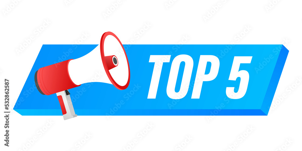 Top 5 - Top Five colorful label on white background. stock illustration ... Top 5 - Top Five colorful label on white background. stock illustration ...