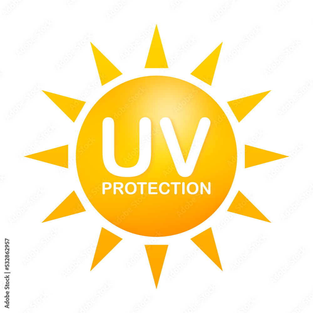 Uv protection. Sun icon symbol. Danger symbol. Uv radiation. stock ...