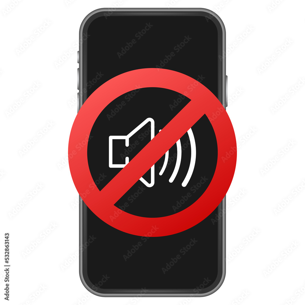 No sound phone. Telephone call. Cell phone icon. Device icon. stock ...