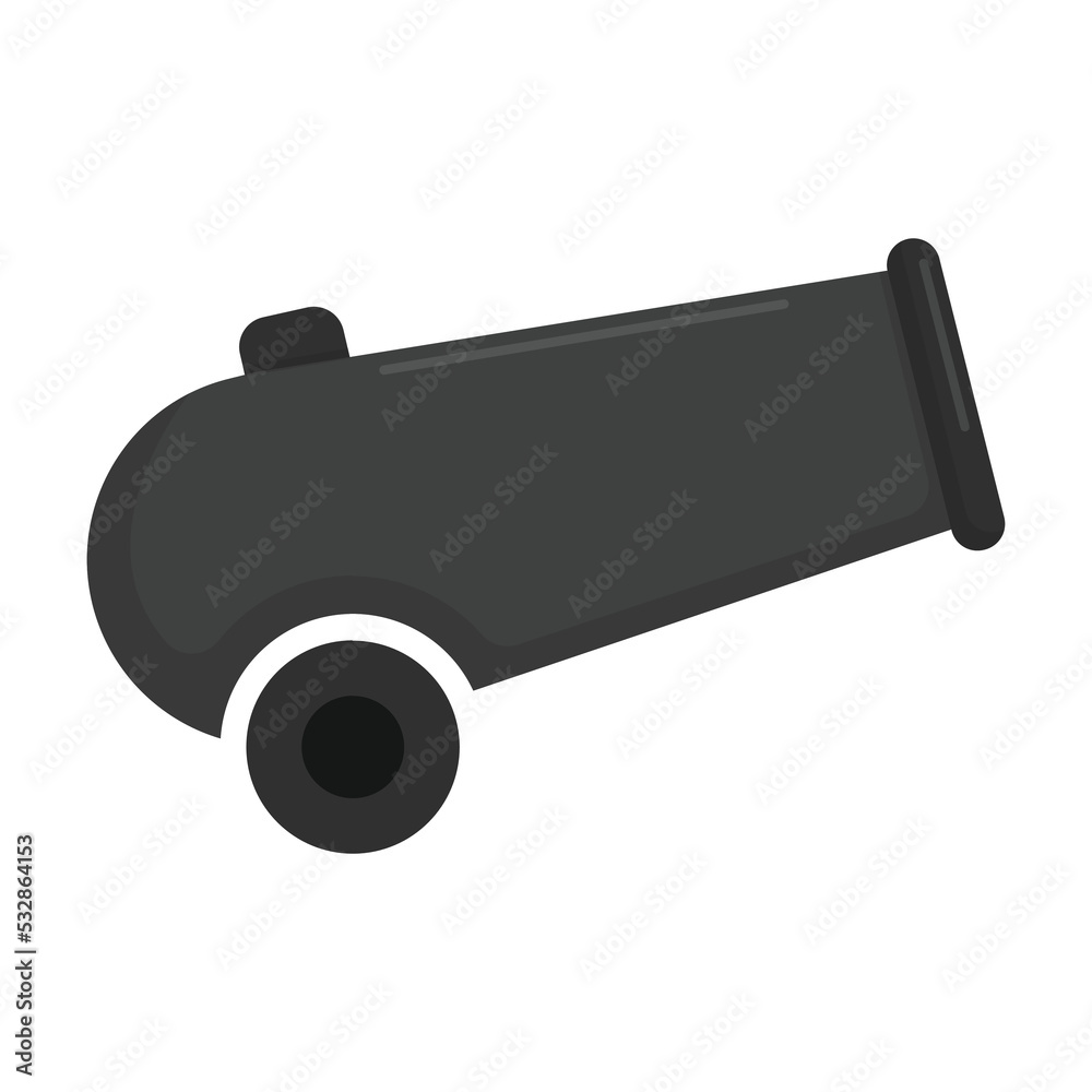 Vector graphic of cannon. Military cannon illustration with flat design ...