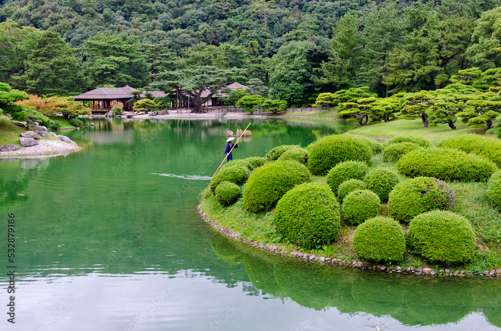 Ritsurin Japanese garden in Takamatsu, Kagawa, Japan. Stock Photo ...
