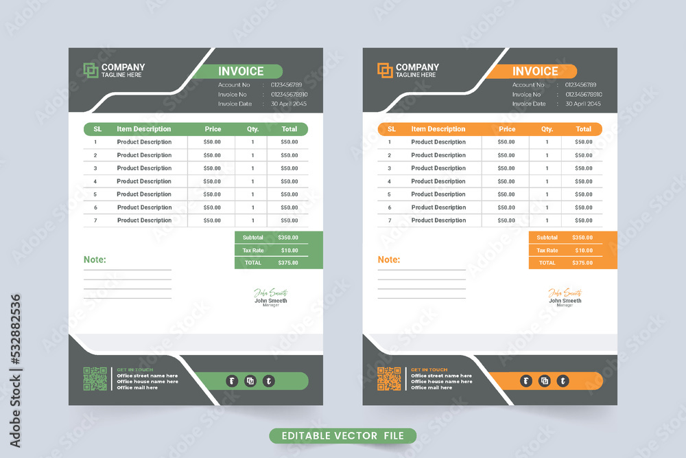 Creative invoice and product purchase receipt with price section ...