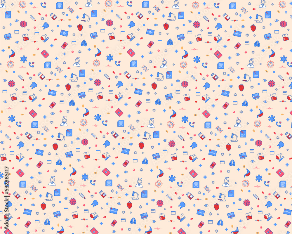 medical pattern microscope doctor case heart the lungs blood tooth ...