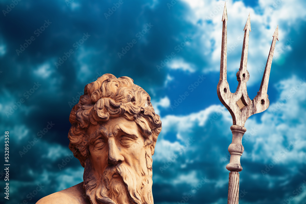 Close up the mighty god of sea and oceans Neptune (Poseidon, Triton ...