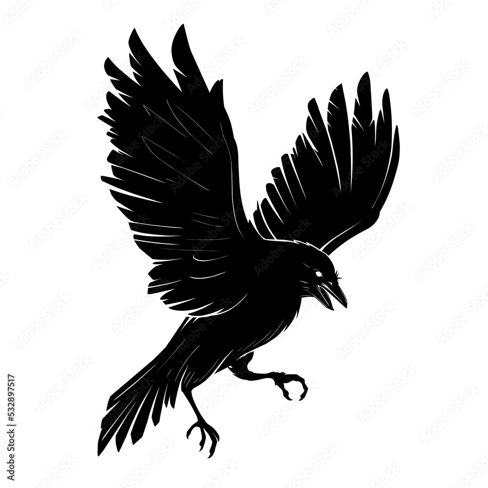 Black crow silhouette vector Stock Vector | Adobe Stock