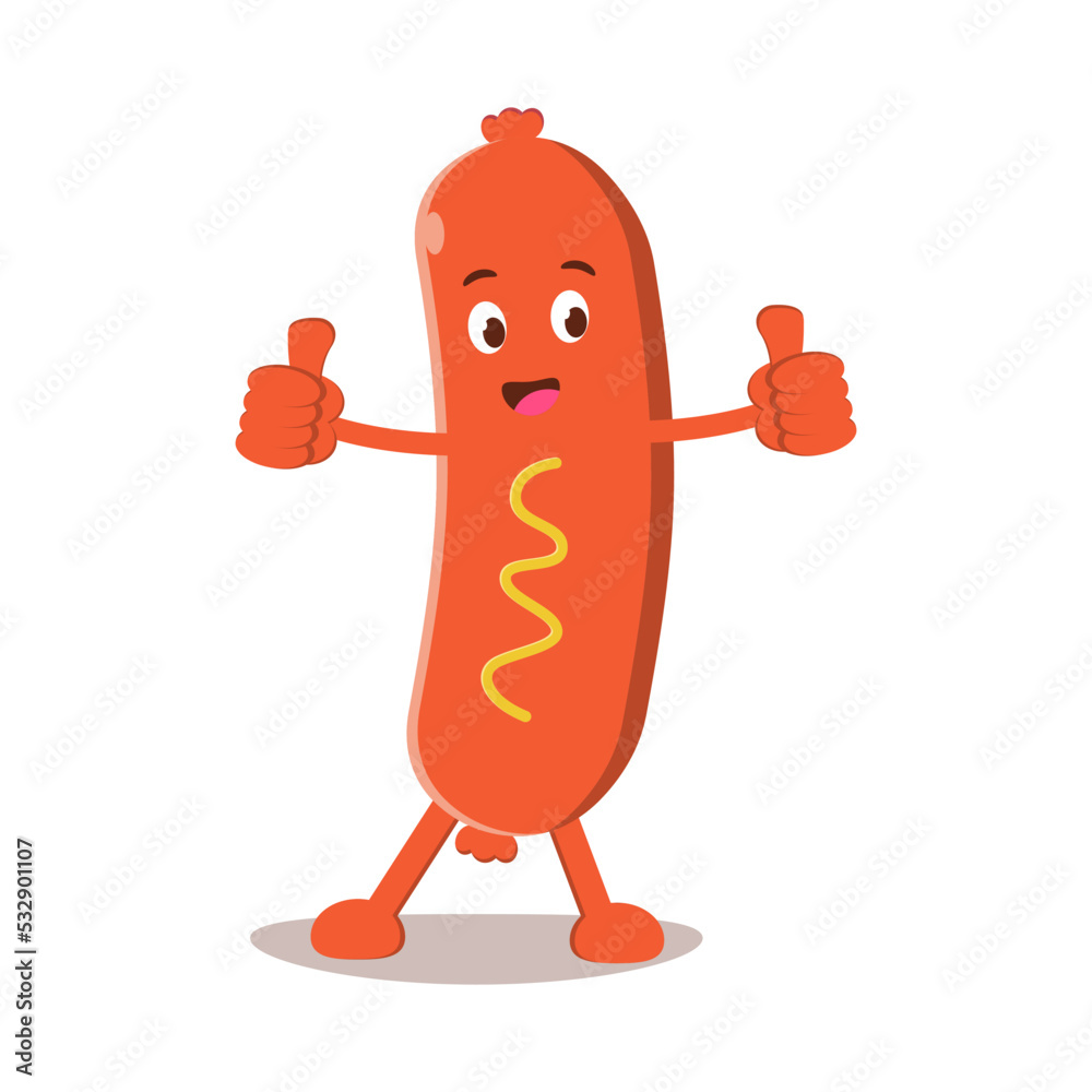 Sausage character hand peace pose, cartoon style vector illustration ...